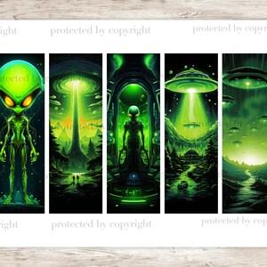 UFO Alien Bookmarks Printable Set (digital Download) - Etsy
