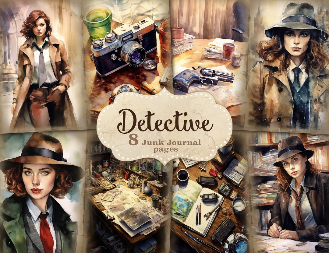 Detective Junk Journal Pages, Woman Ephemera, Detective Notebook, Lady ...