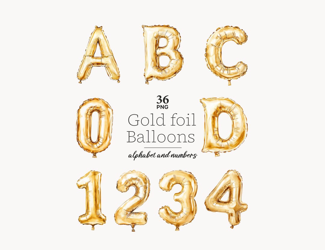 Gold Alphabet Gold Foil Balloon Letters Printable Birthday Letter - Etsy