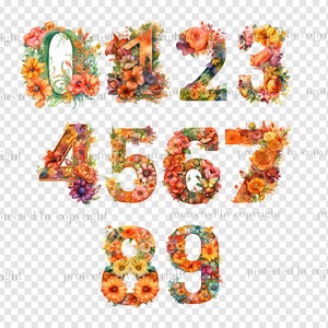 Alphabet Flowers Clipart, Floral Alphabet Lettering and Numbers Clipart ...