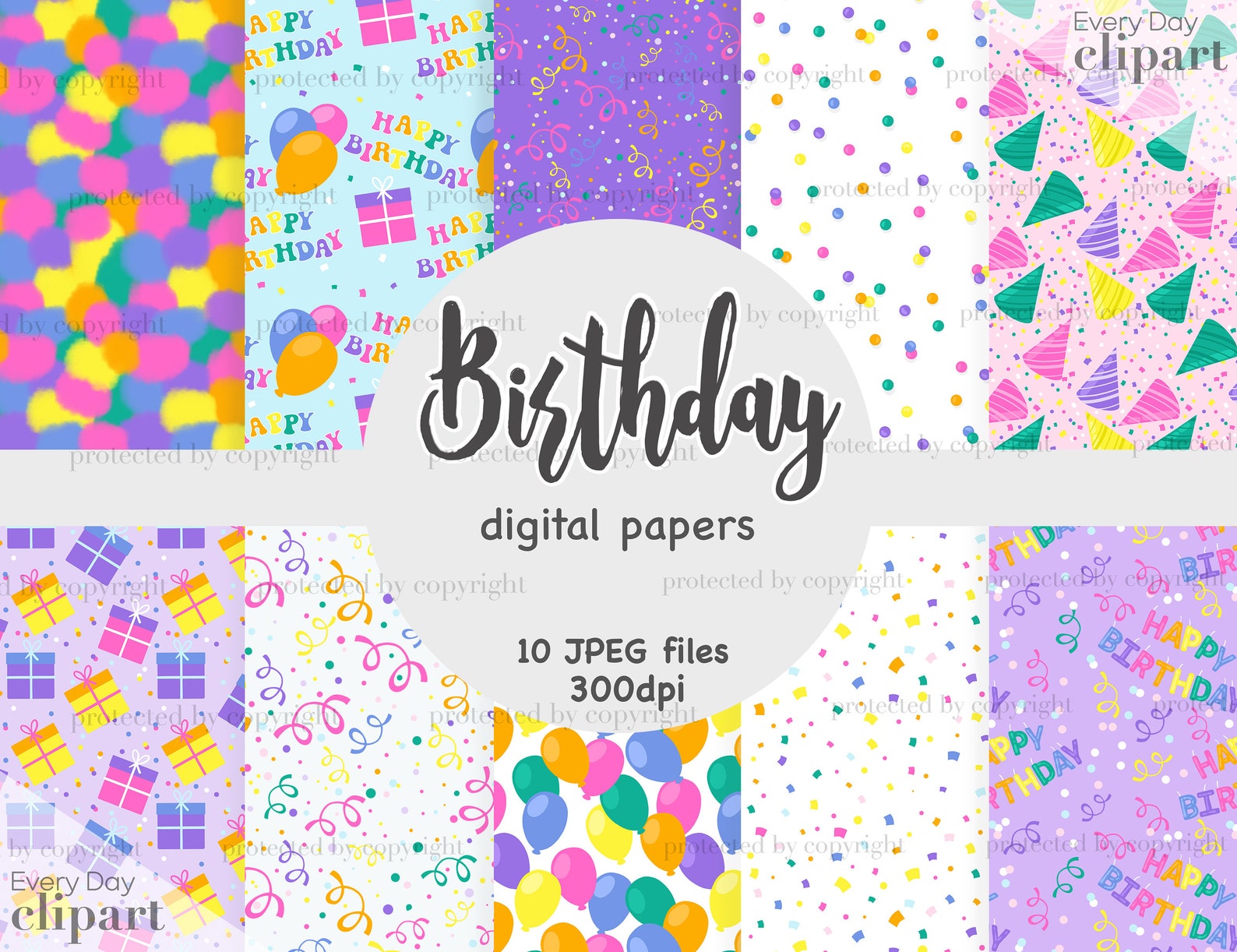 Happy Birthday Digital Paper Bday Seamless File Birthday Hat - Etsy