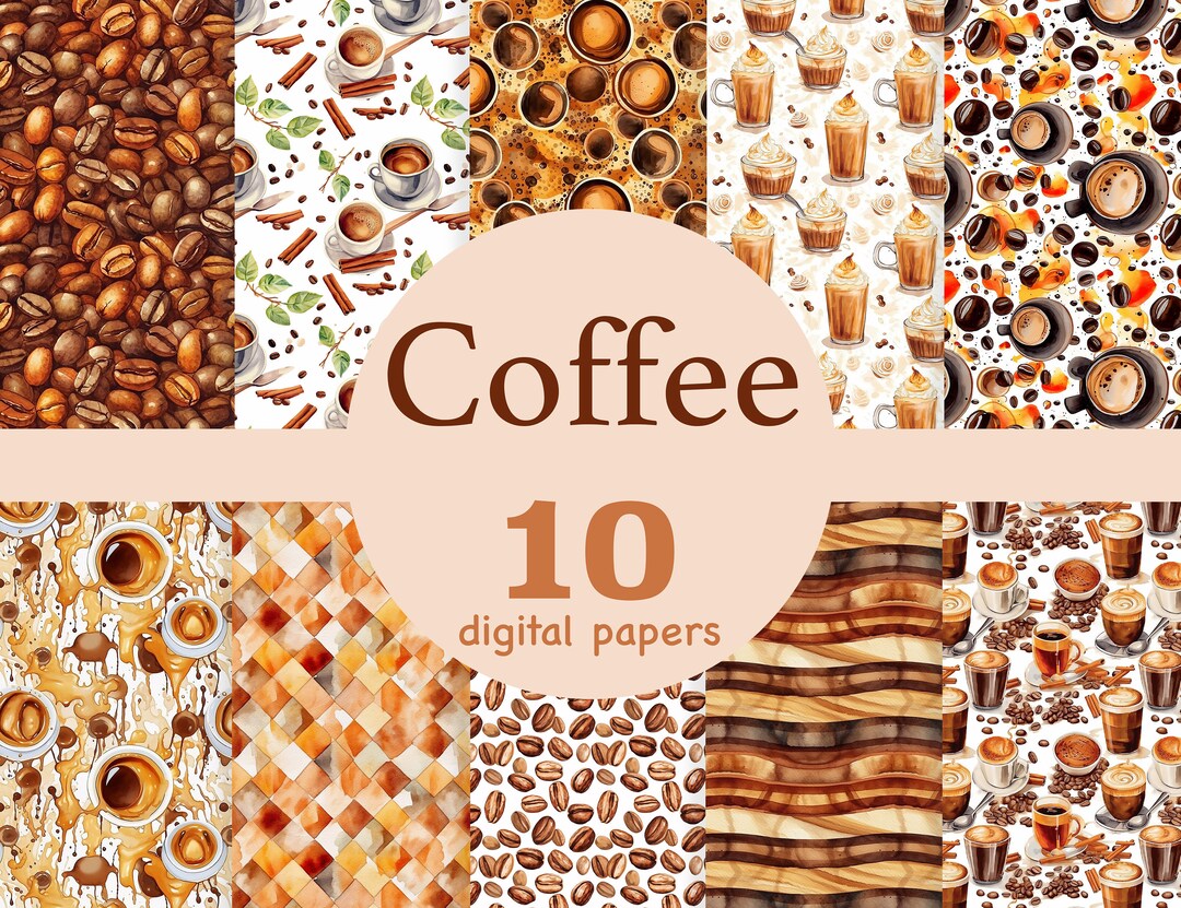 Coffee Digital Paper, Coffee Digital Seamless Pattern, Coffee ...