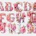 Pink Peonies Alphabet Letters Png, Pink Flowers Alphabet, Pink Letters ...