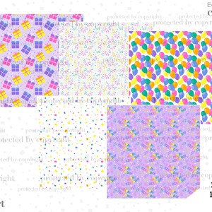 Happy Birthday Digital Paper, Bday Seamless File, Birthday Hat ...