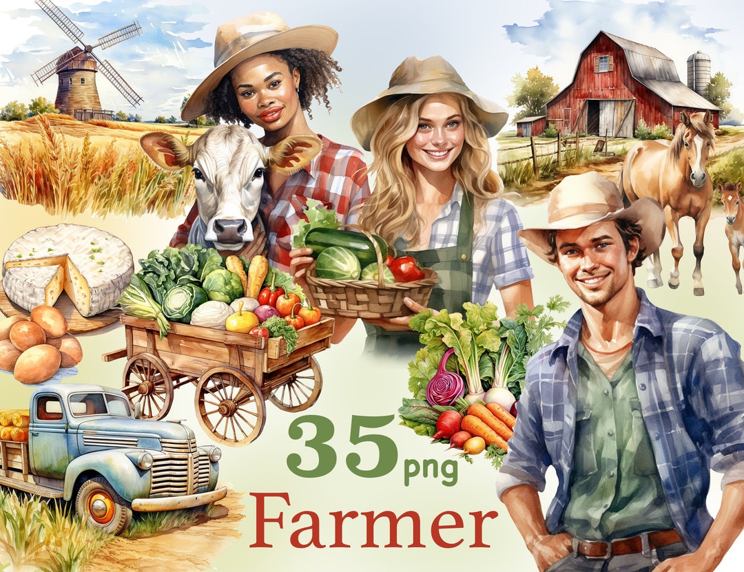 Farmer Clip Art, Farmer Girl Clipart, Black Farmer Girl Clipart, Farm ...