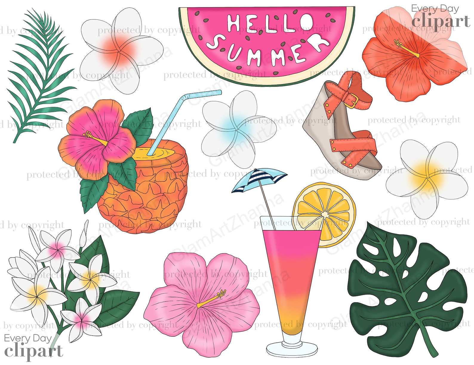Summer Clipart for Commercial Use Girls Clipart PNG for - Etsy