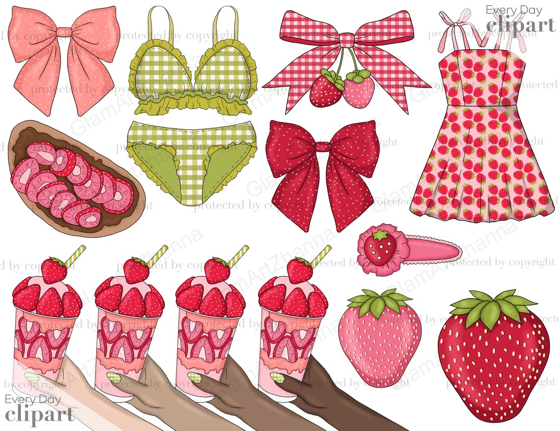 Spring Summer Strawberry Clipart Sweet Strawberry Clipart for - Etsy