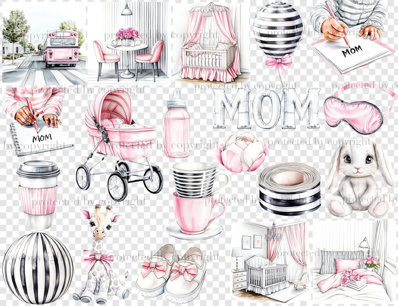 Watercolor Mom and Baby Clip Art: Mother's Day PNG (digital Download ...