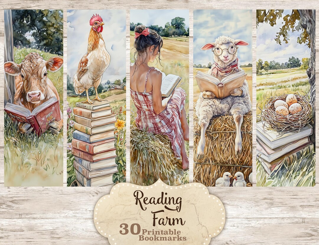 Reading Farm Animals Bookmarks Summer Reading Accessories Digital ...