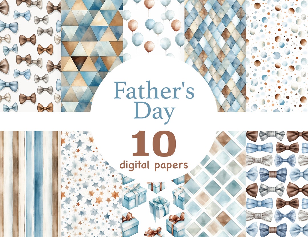Father's Day Digital Paper: Blue & Brown Fashion Patterns (JPEG) - Etsy