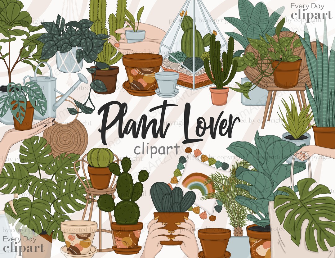 Plant Lover Clipart, House Plants Clipart for Planner Sticker, Snake ...