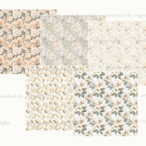 Watercolor Wedding Digital Paper Pack, Wedding Digital Pattern Seamless ...