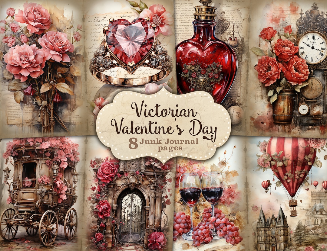 Victorian Valentines Day Junk Journal Page, Vintage Ephemera, Junk ...