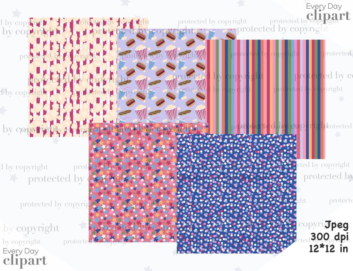 Movie Digital Paper Weekend Digital Paper Pajama Party - Etsy