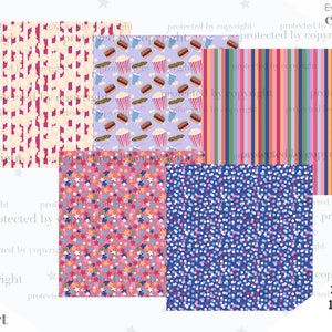 Movie Digital Paper, Weekend Digital Paper, Pajama Party Clipart, Movie ...