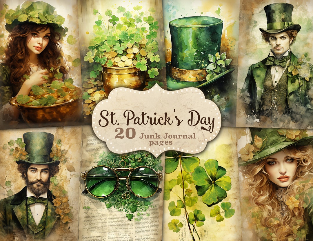 St. Patrick's Day Junk Journal Paper, Digital Collage Sheet, Saint ...