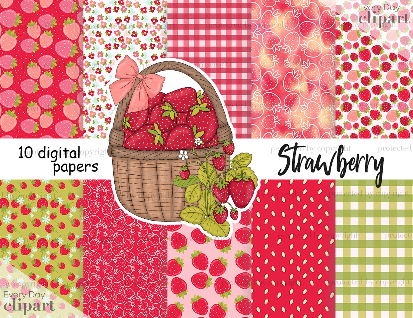 Strawberry Digital Paper Strawberry Digital Pattern Seamless - Etsy