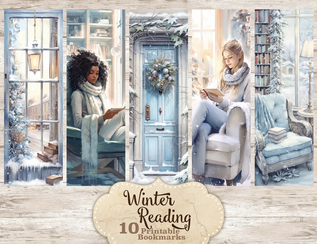 Winter Reading Bookmarks, Woman Illustration Art (printable) - Etsy