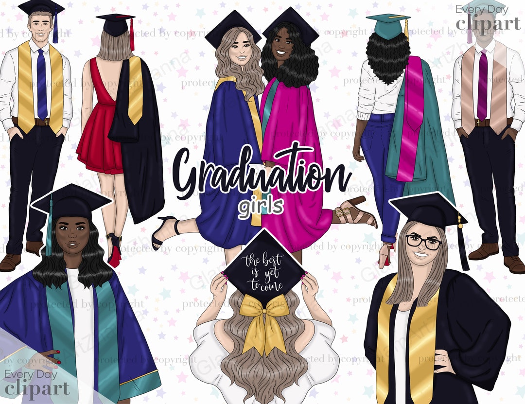 Graduating Girls Planner Stickers, College Senior Clipart for Planner ...