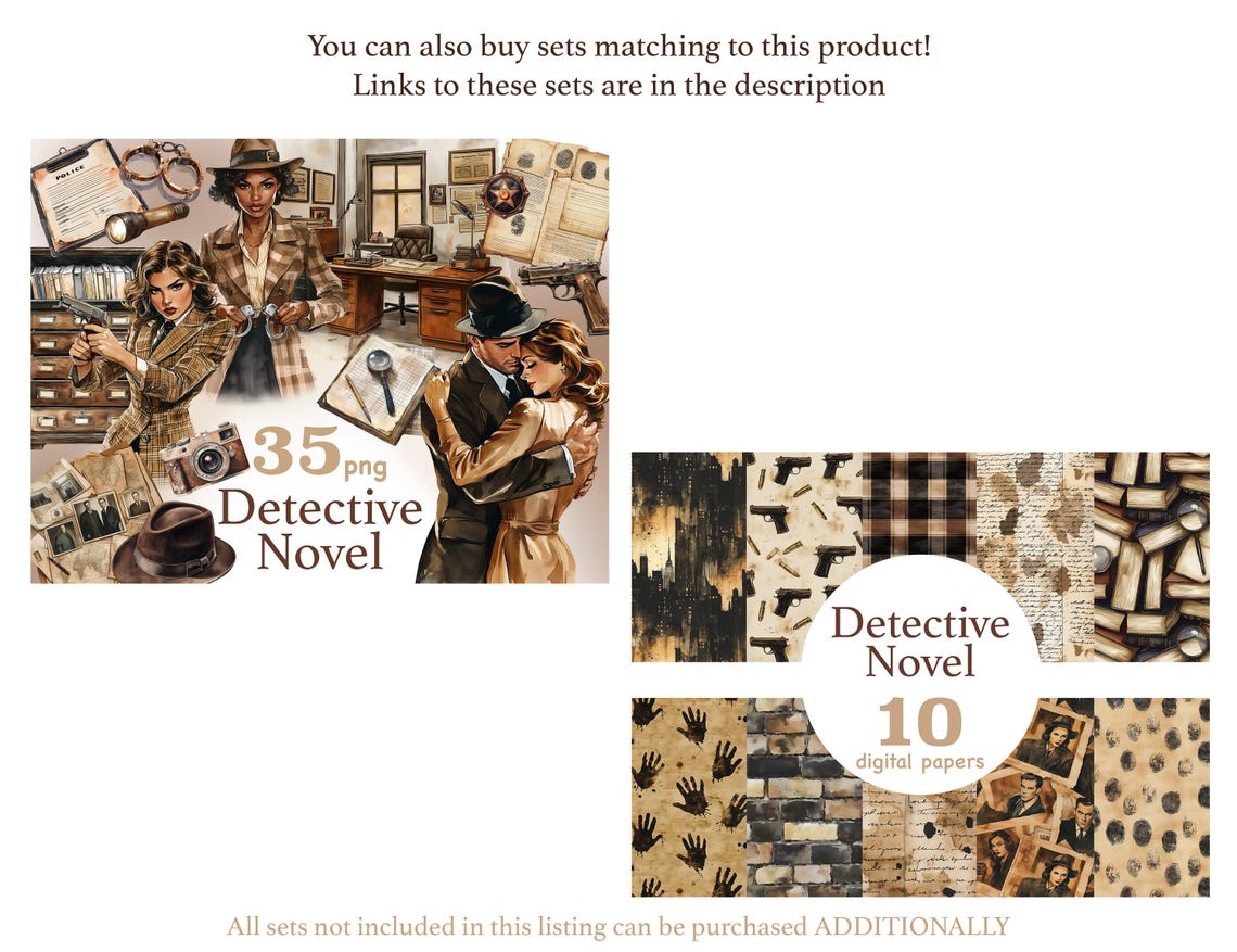 Detective Clip Art: Secret Agent Illustrations (PNG Files, Digital ...
