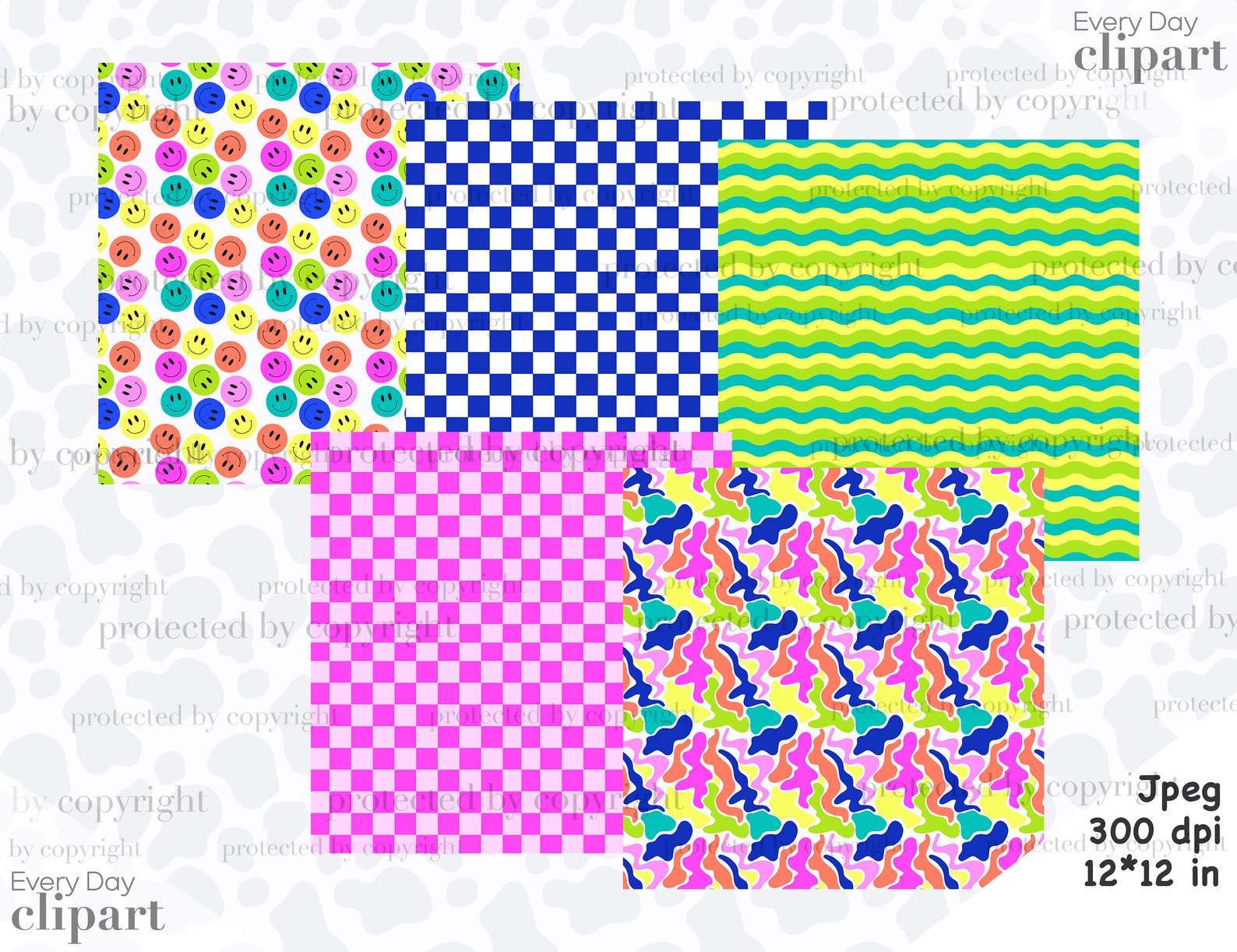 70s 80s90s Retro Digital Pattern Good Vibes Paper Happy - Etsy