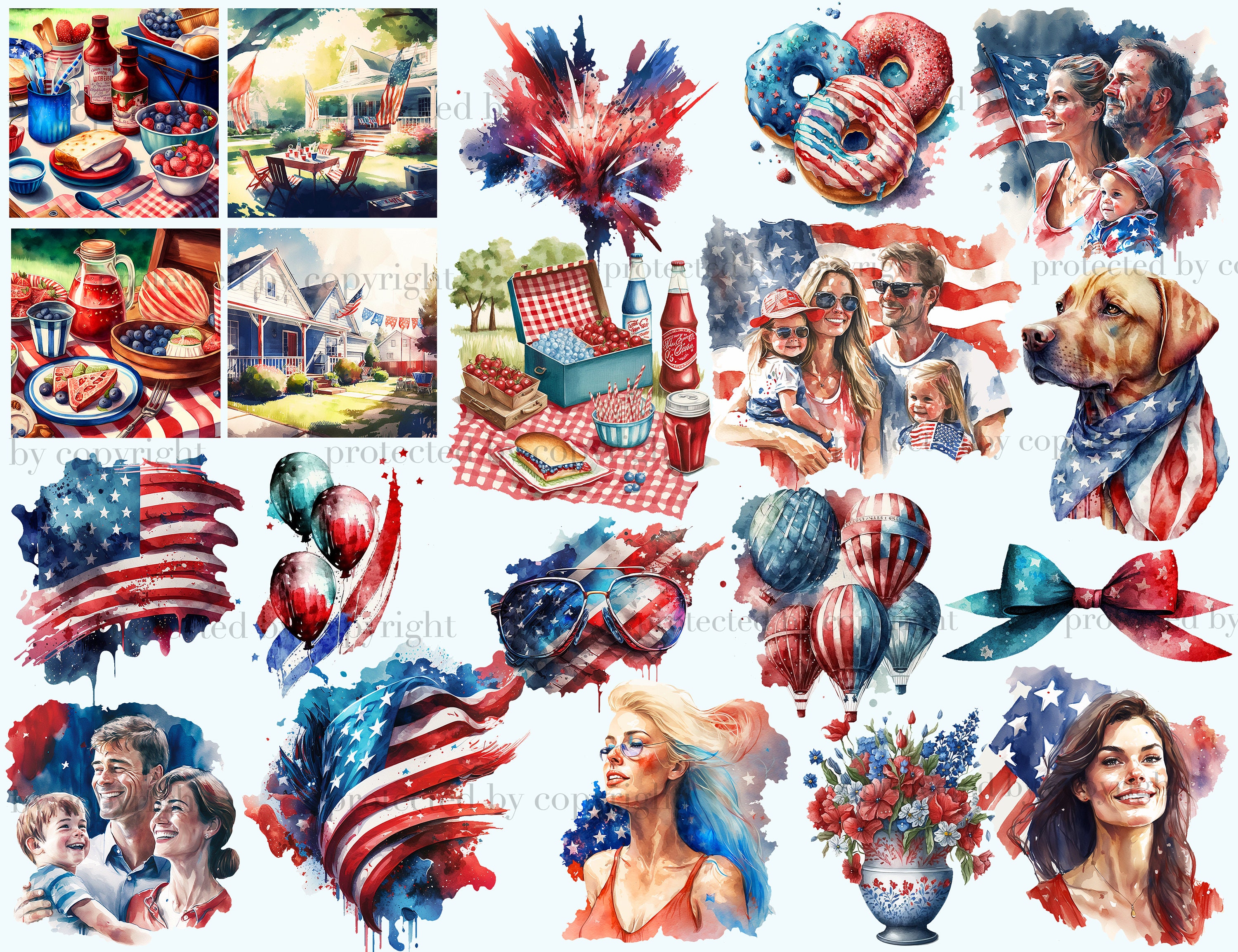 4th of July Clipart Bundle Patriotic Graphics 4th of July - Etsy