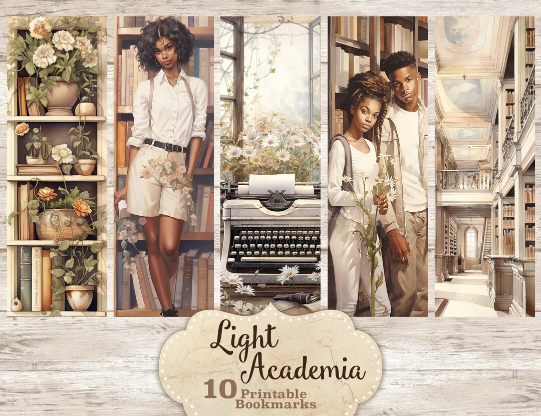 Light Academia Printable Bookmarks, Print and Cut Bookmark Set, Black ...