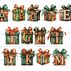 Birthday Gift Box Alphabet Clipart (PNG, PDF) - Etsy