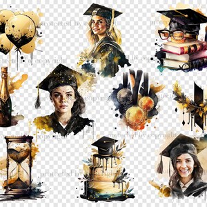 Graduation Clipart, Cap and Gown Clipart, School Graphics, Grad Party ...