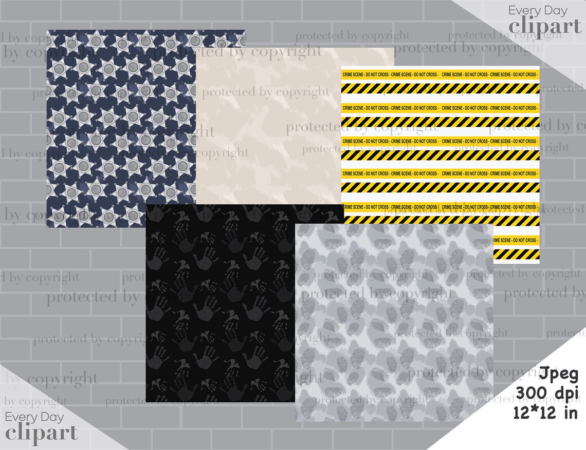 Detective Digital Paper Caution Digital Paper Police - Etsy