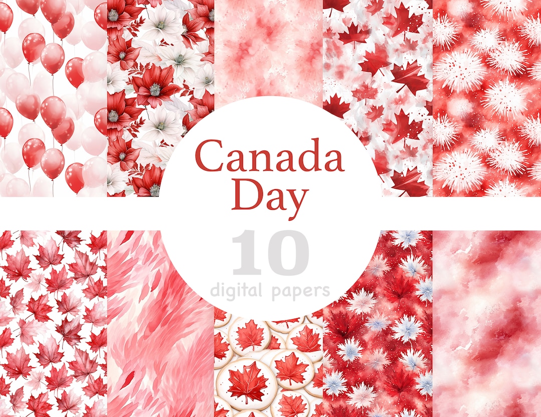Canada Day Digital Paper: Red & White Seamless Patterns (JPEG) - Etsy