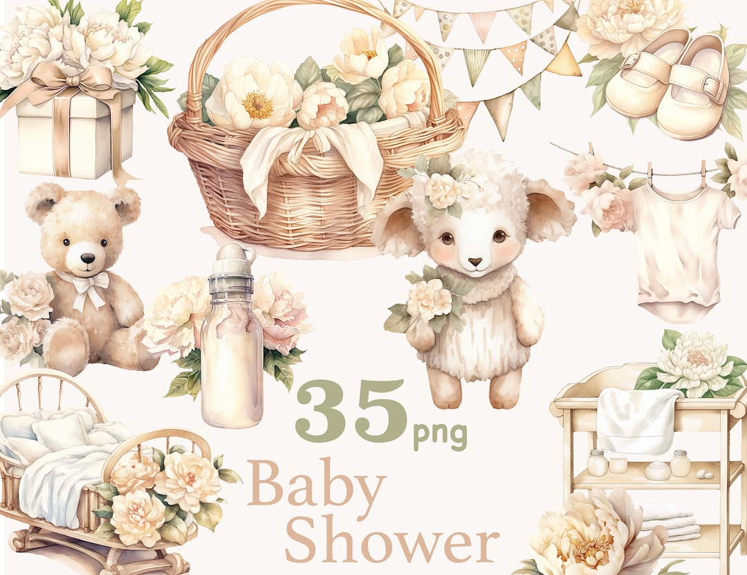Watercolor Newborn Baby Clipart, Nursery Clipart, Baby Decor Clip Art ...