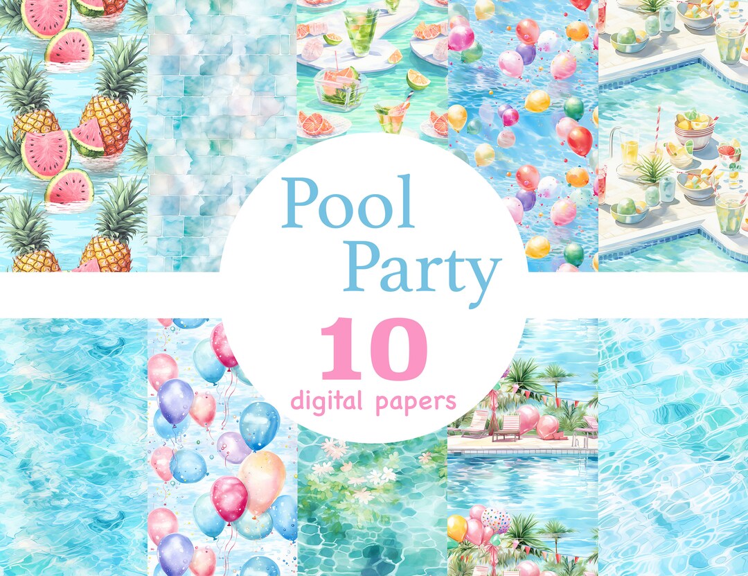 Pool Party Seamless Pattern, Pool Party Digital Paper, Summer Seamless ...