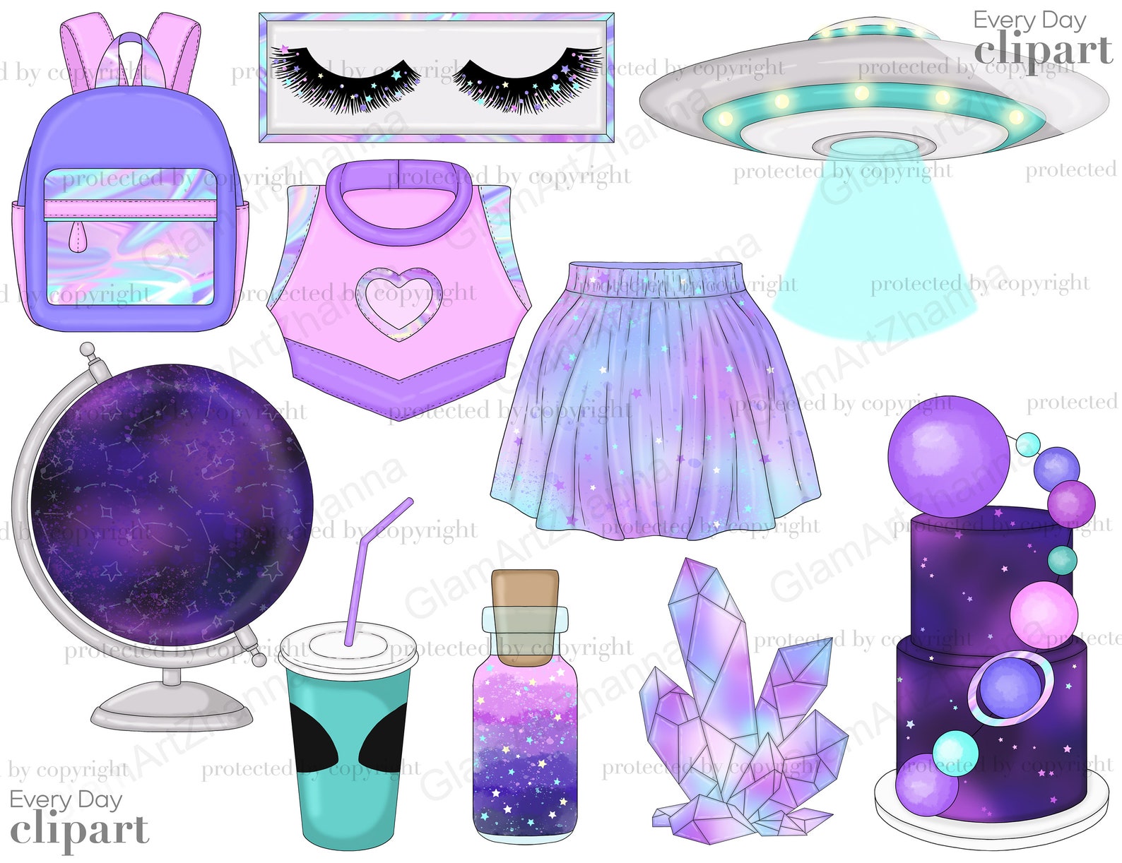 UFO Clipart Space Clipart Cosmic Clipart Astronaut Clipart - Etsy