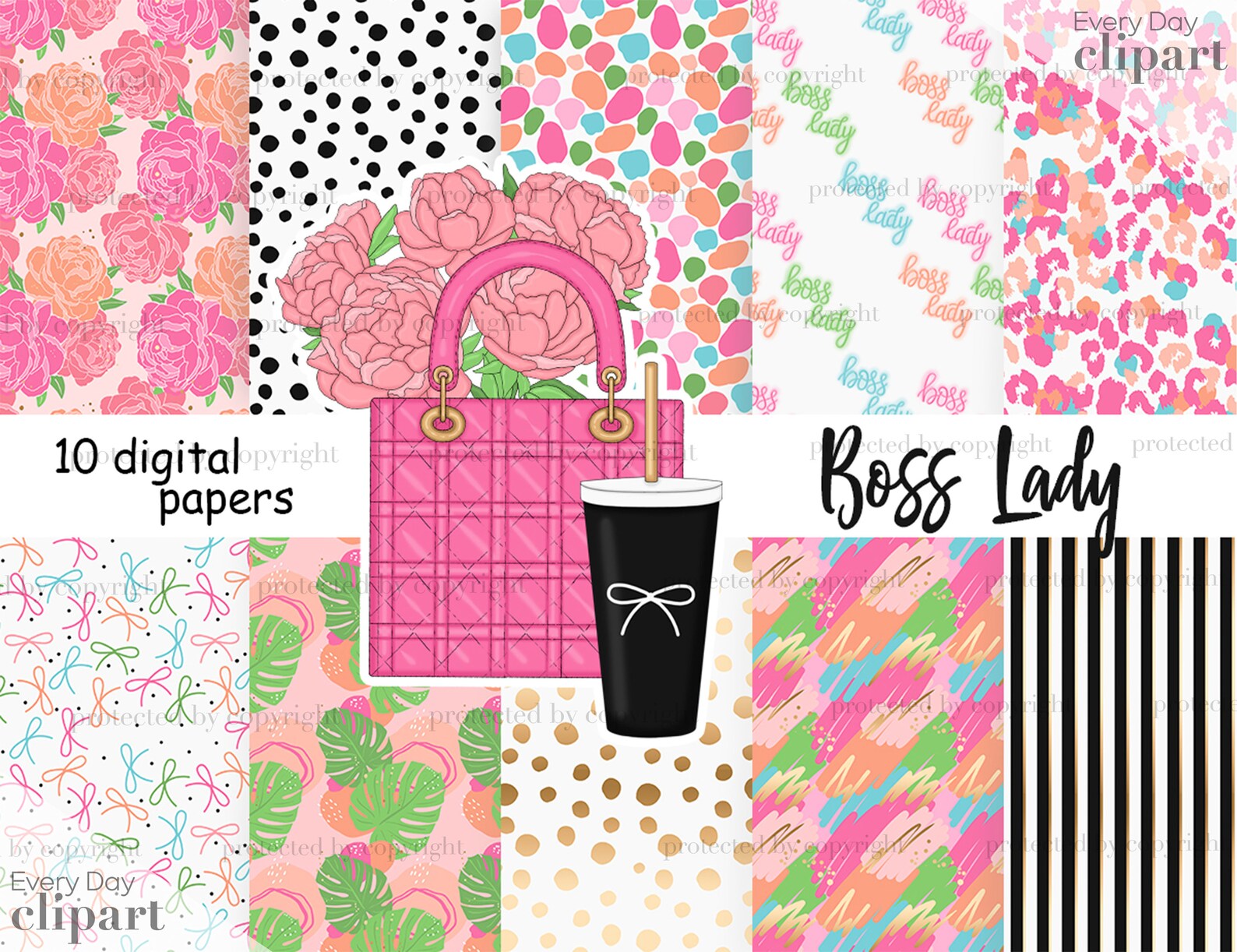 Planner Girl Pattern Girl Boss Pattern for Planner Stickers - Etsy