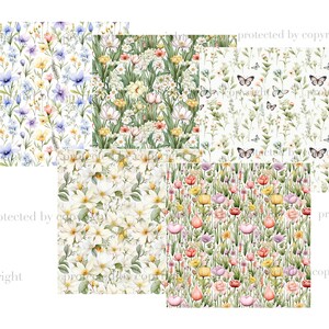 Spring Seamless Pattern, Spring Digital Paper, Wild Flowers Seamless ...