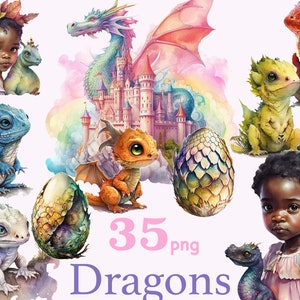 Little Dragon Clipart, Cute Baby Dragon Clipart for Junk Journal, Card ...