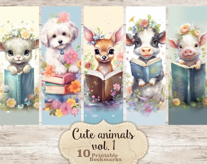 Printable Bookmarks Animals, Cute Animals Printable, PNG Bookmark ...