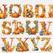 Pumpkin Alphabet Letters Clipart Png Watercolor Floral Clip - Etsy