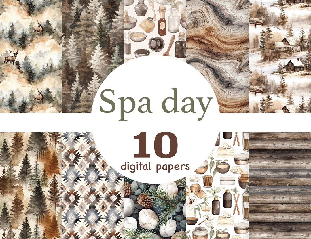 Winter Spa Seamless Pattern, Winter Cabin Pattern, Winter Cottagecore ...