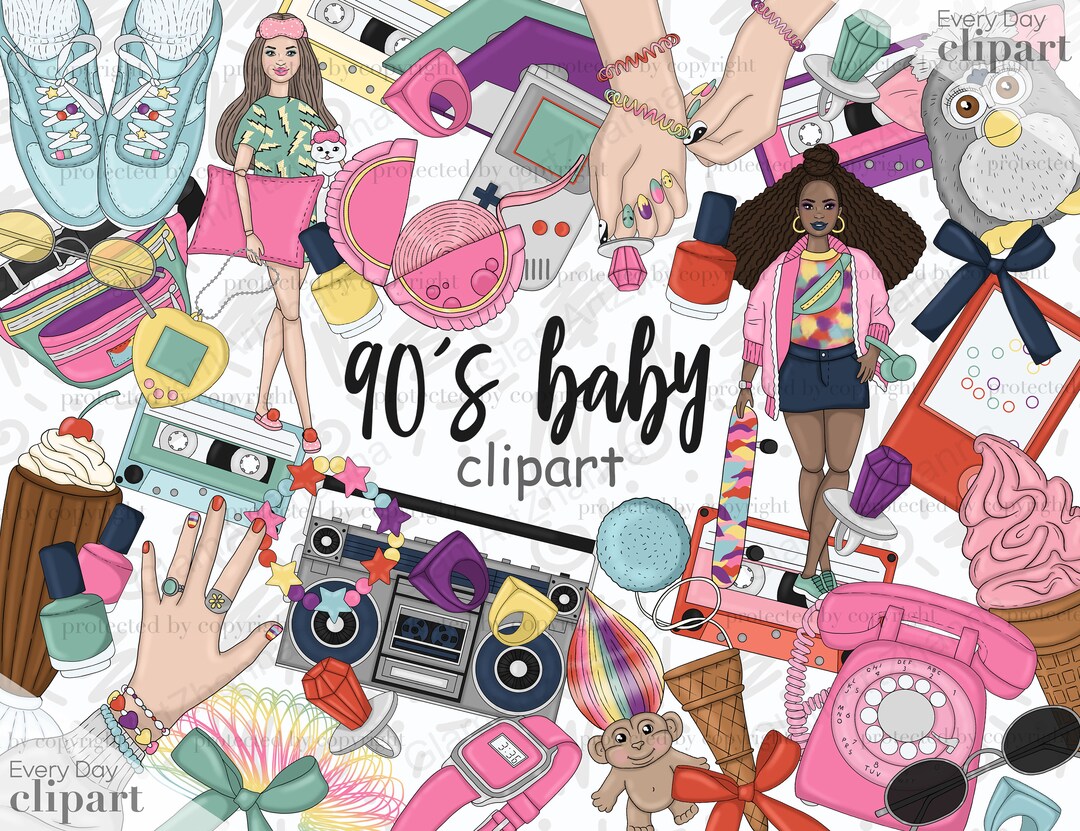 90s Retro Clipart Collection: Nostalgia Graphics (PNG, PDF) - Etsy