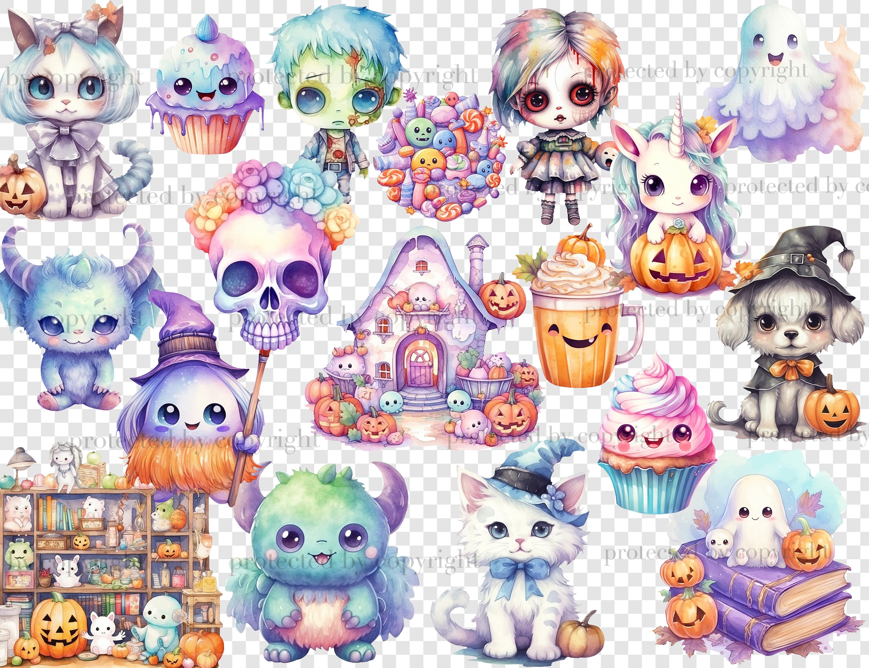 Cute Halloween Clipart Pastel Halloween Clipart Little - Etsy