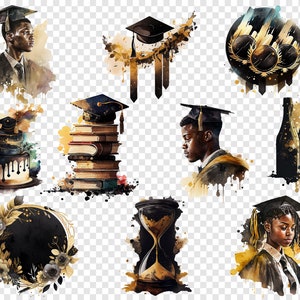 Graduation Clipart, Grad Black Girl Clipart, School Graphics, Grad ...