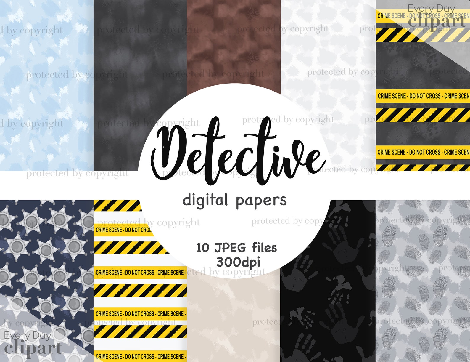 Detective Digital Paper Caution Digital Paper Police - Etsy