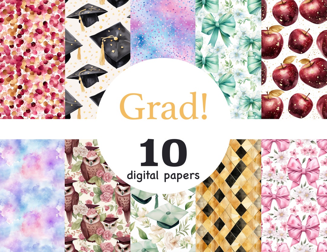 Graduation Digital Paper, Graduation Seamless Pattern, College Senior ...