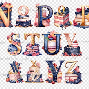 Birthday Cake Alphabet, Invitation Birthday Clipart, Invitation ...