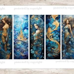 Mermaids Bookmarks Digital Download, Print and Cut Bookmark Set ...