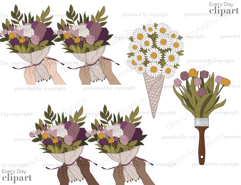 Spring Clipart Bundle Clipart PNG Designs Wildflower Spring - Etsy