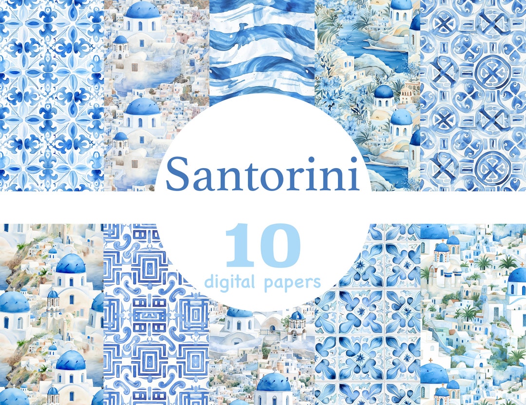 Santorini Seamless Pattern, Santorini Digital Paper, Greece Seamless ...