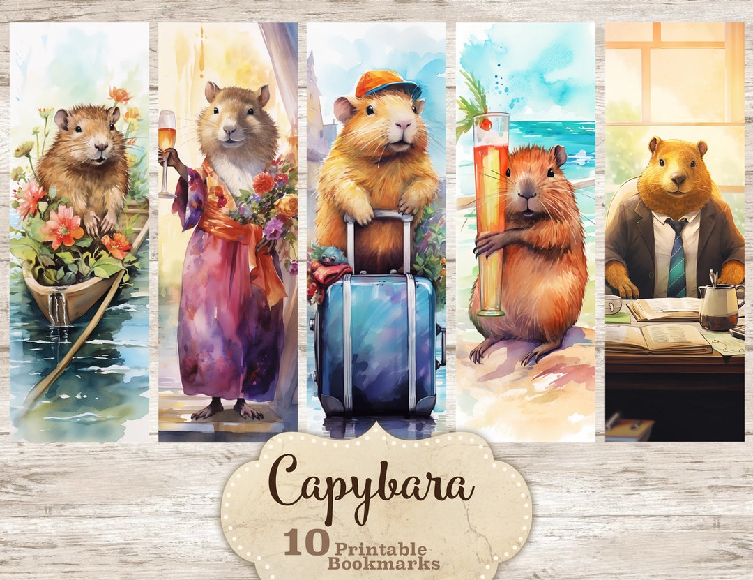 Capybara Bookmarks Printable, Bookmark Instant Download, Print and Cut ...